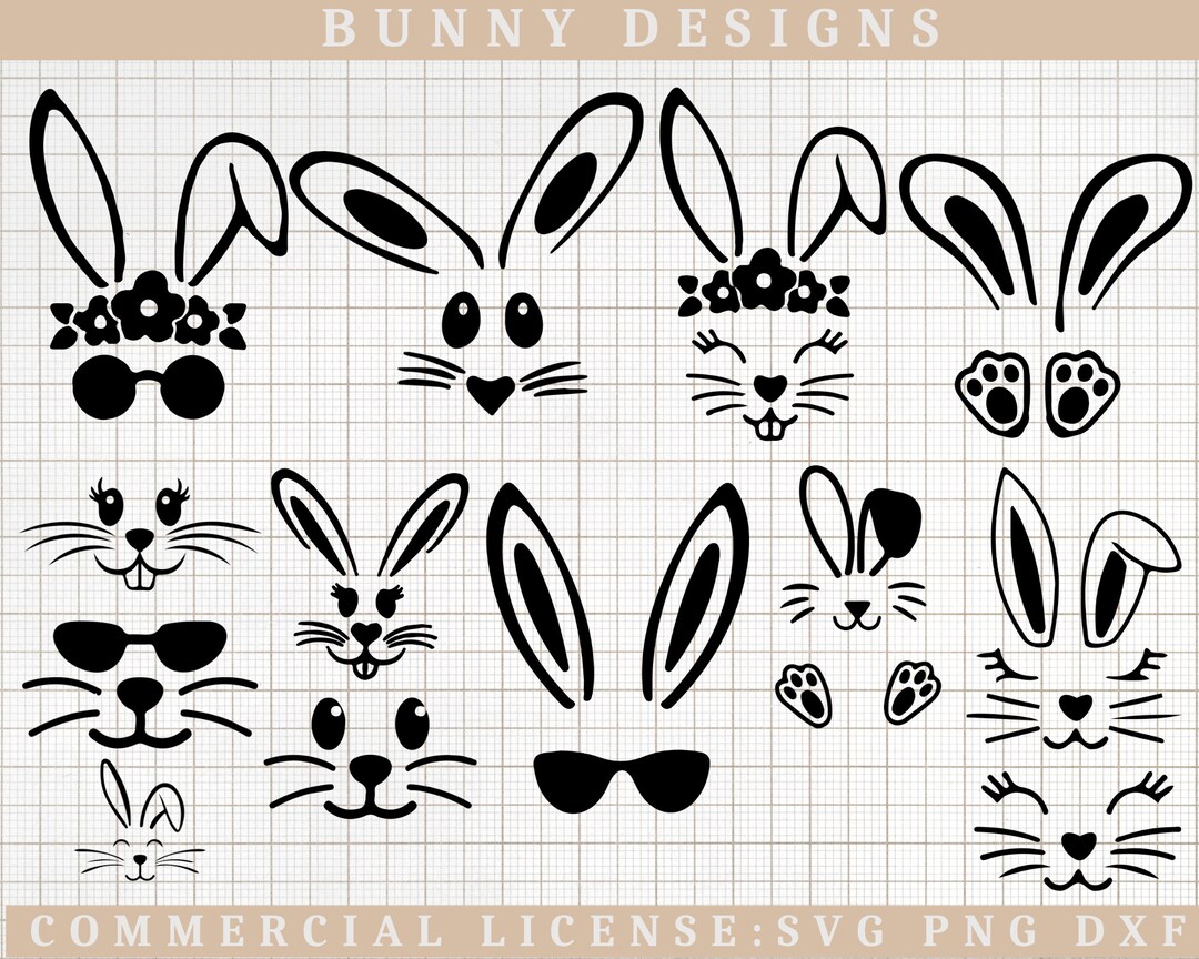 Bunny Face Svg,easter Bunny Clipart,easter,rabbit Face,cute,happy ...