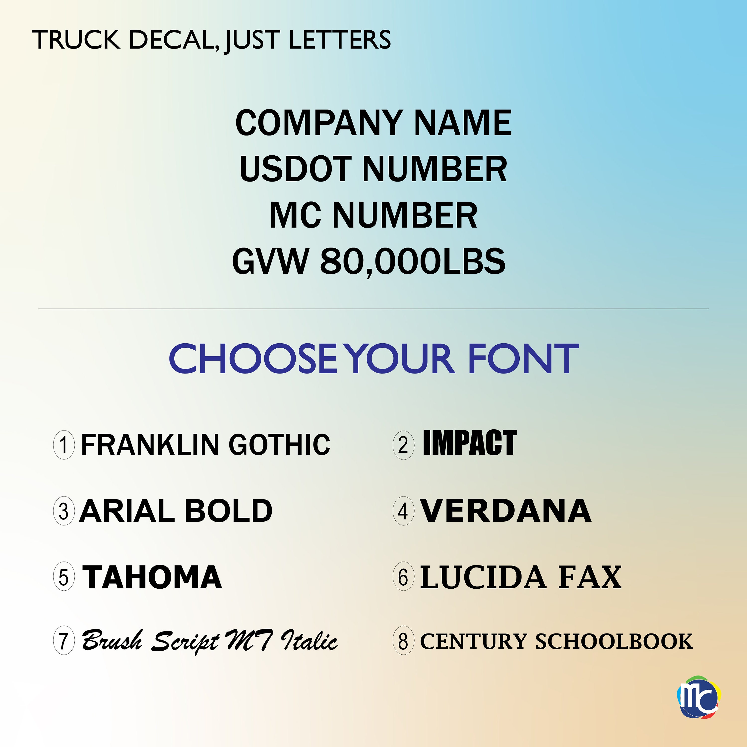 Truck Trailer Decal Sticker DOT MC Number Company Name Set of 2 - Etsy