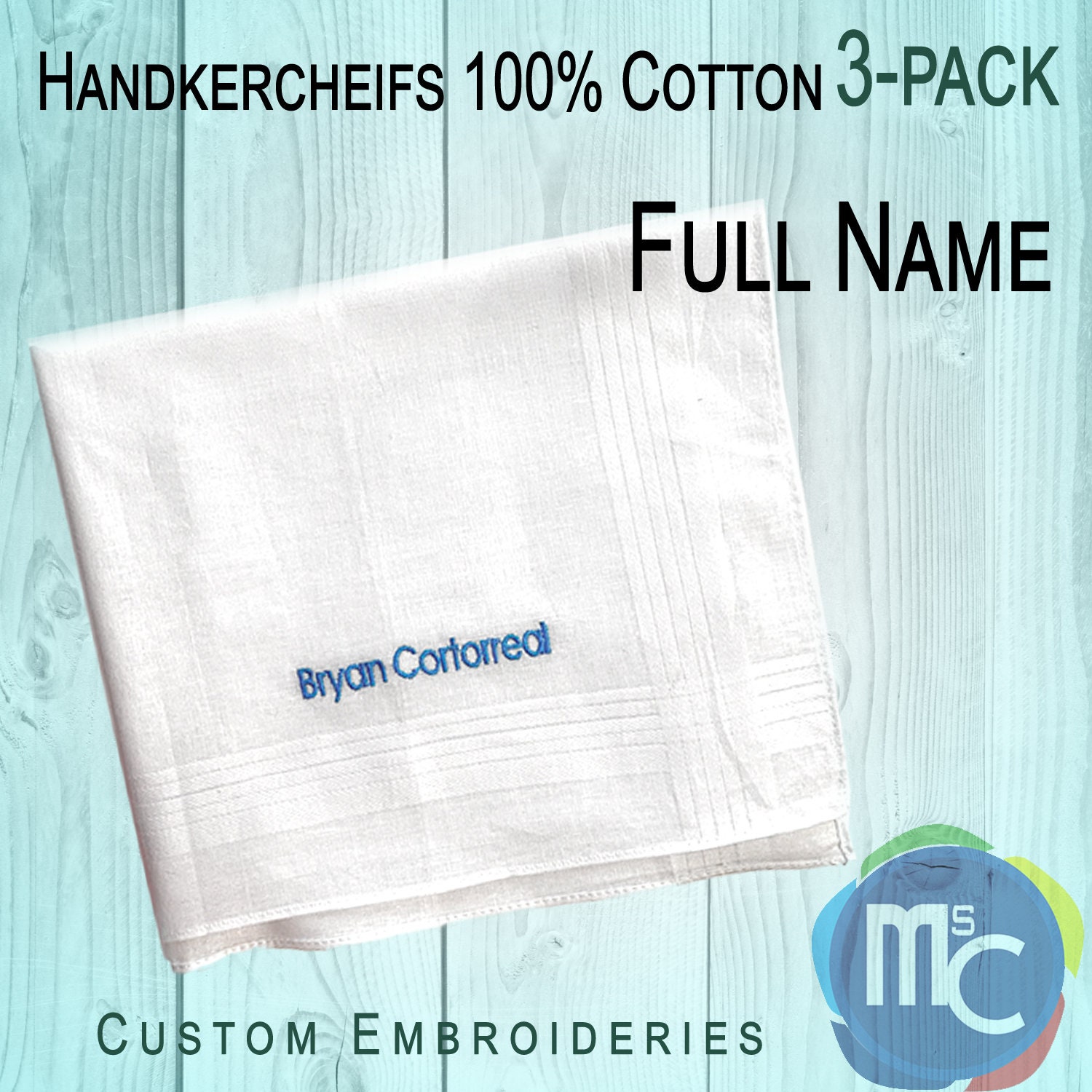 Handkerchief Men Embroidery Custom Monogram Wedding Anniversary 3-in ...