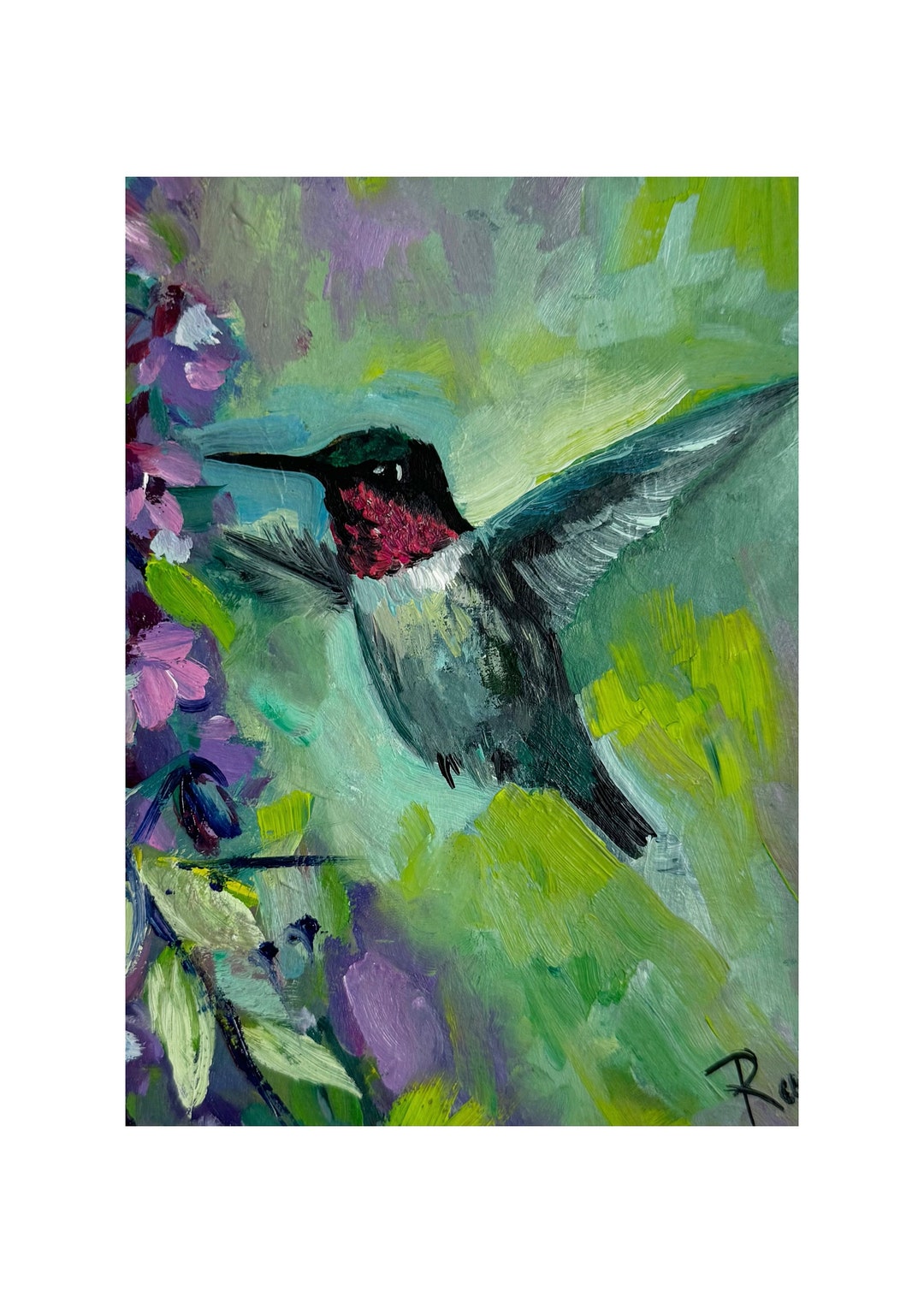 Hummingbird Painting Original Oil Artwork Hummingbird Wall Art Bird ...