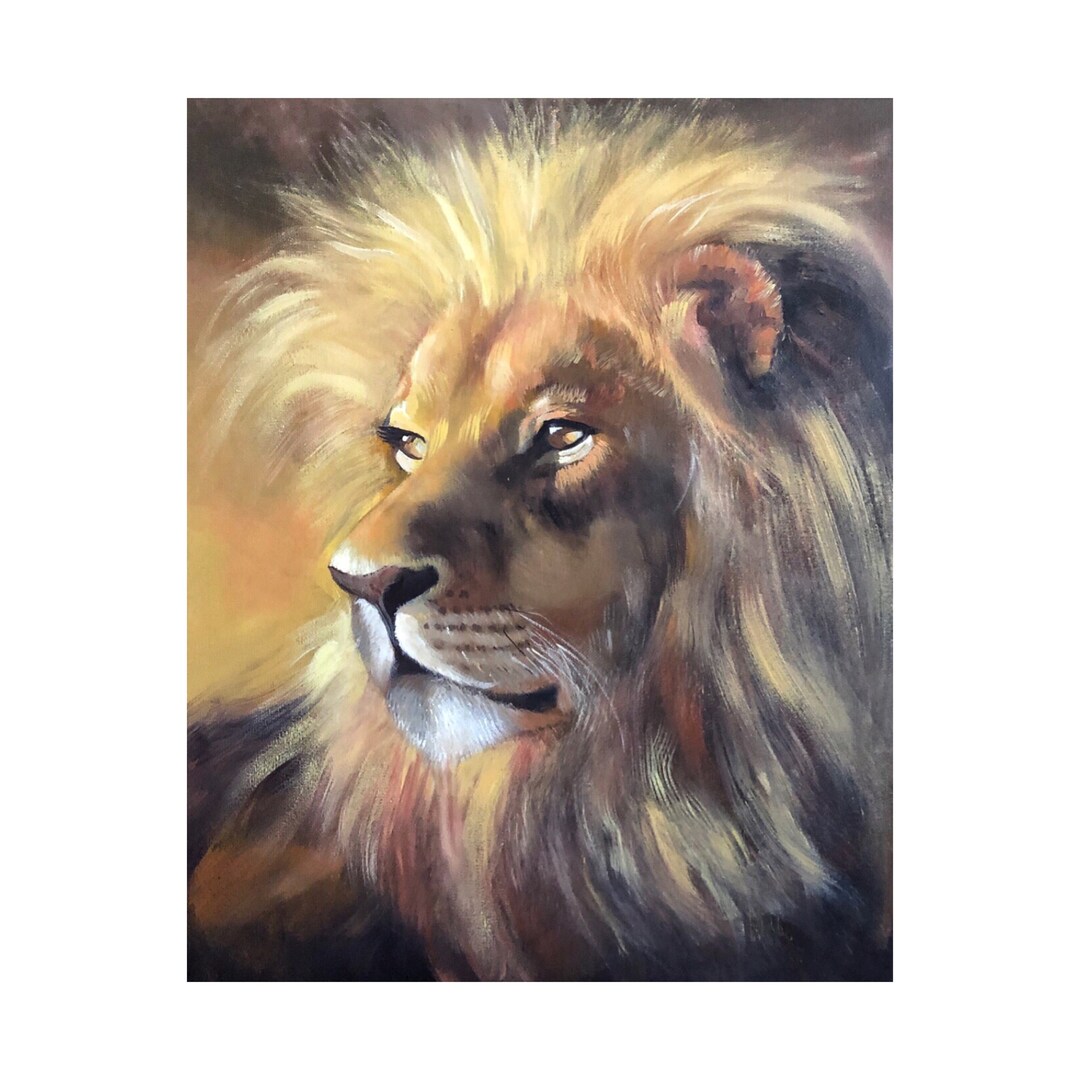 Lion Painting Original Painting Wild Art Africa Artwork Lion Wall Art ...