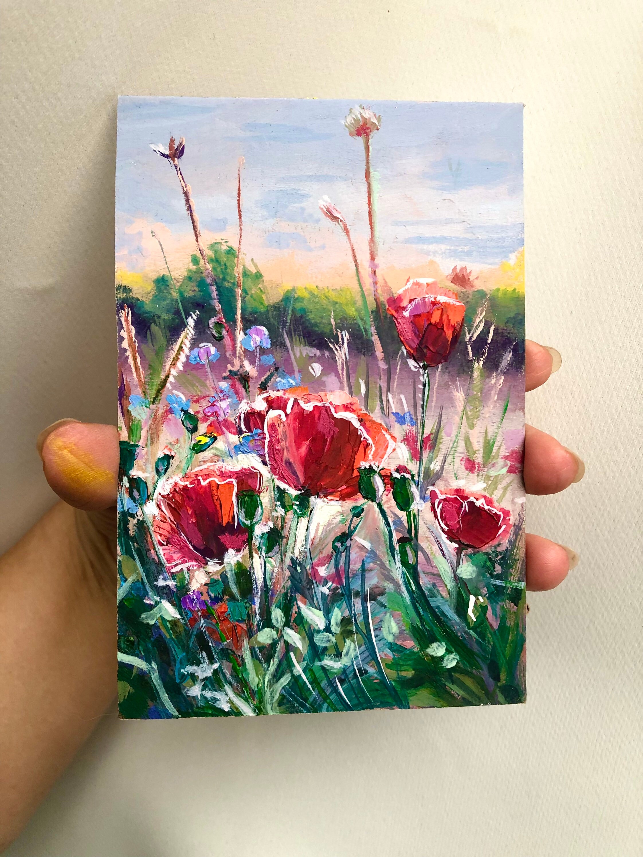 Poppy Painting Original Oil Painting Poppies Wall Art Landscape Artwork ...