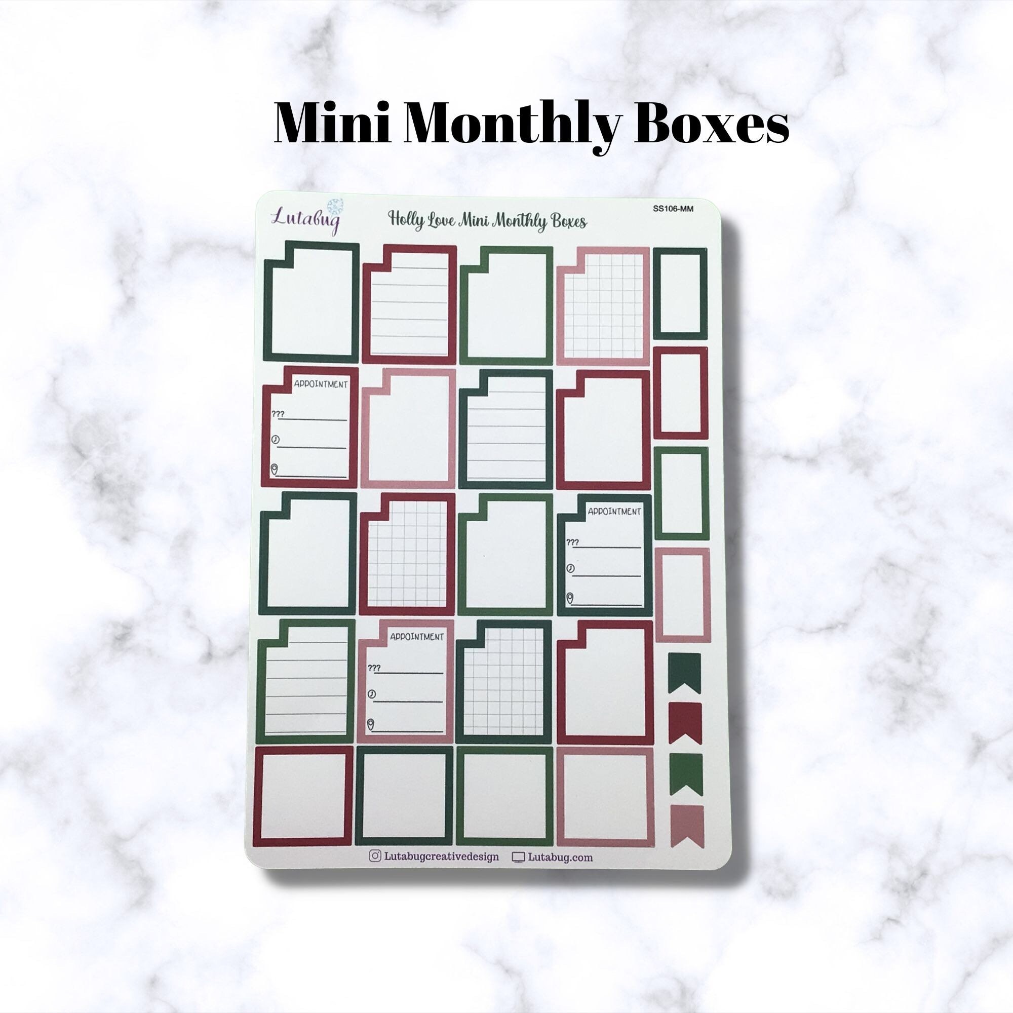 Holly Love, Mini Monthly Boxes, Planner Box Stickers, Functional Mini ...