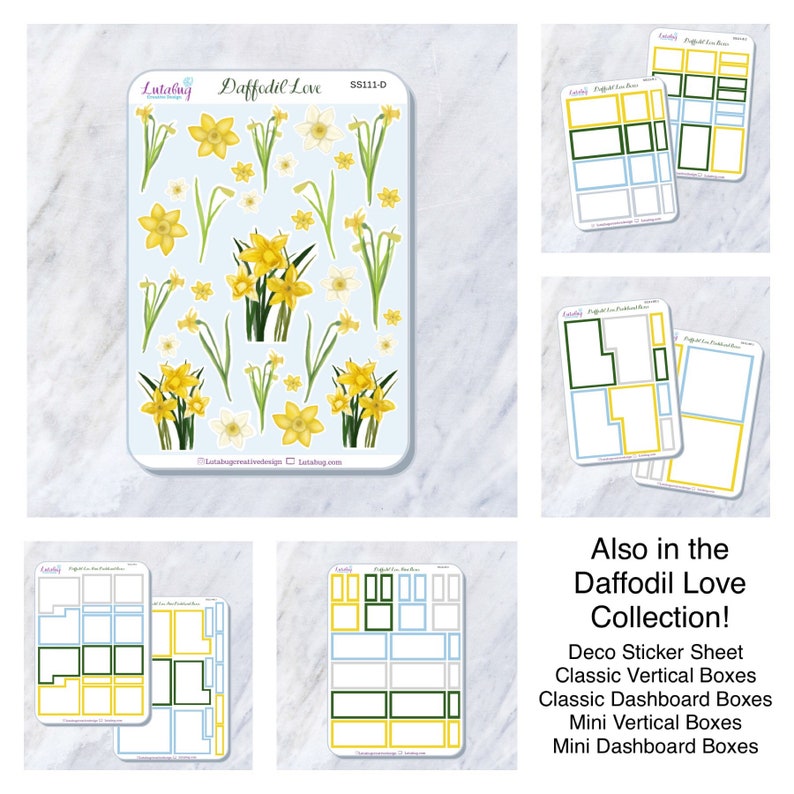 Daffodil Classic Weekly Vertical Planner Deco and Box Sticker Kit - Etsy