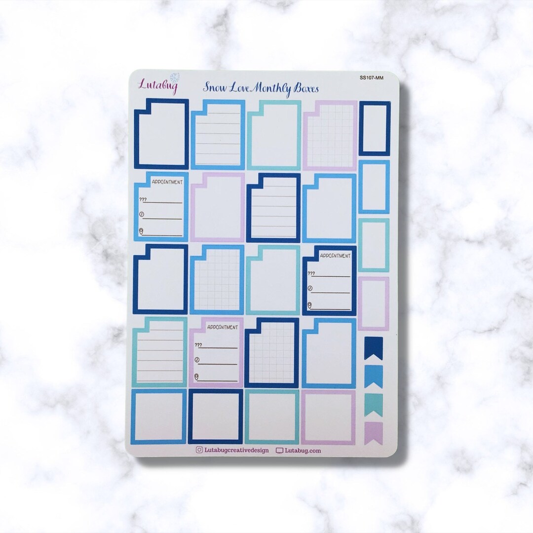 Snow Love, Mini Monthly Boxes, Planner Box Stickers, Functional Mini ...