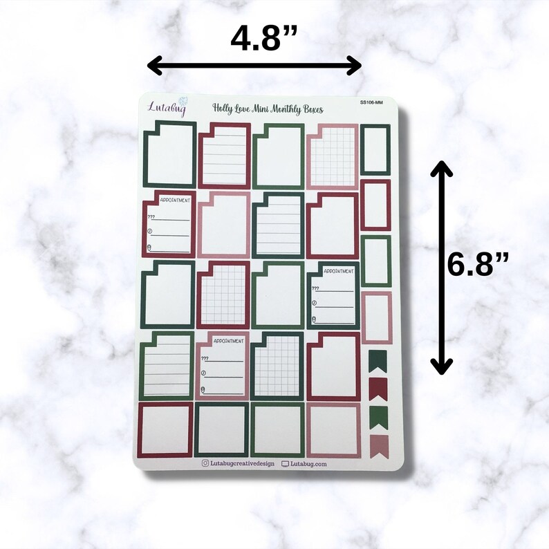 Holly Love, Mini Monthly Boxes, Planner Box Stickers, Functional Mini ...