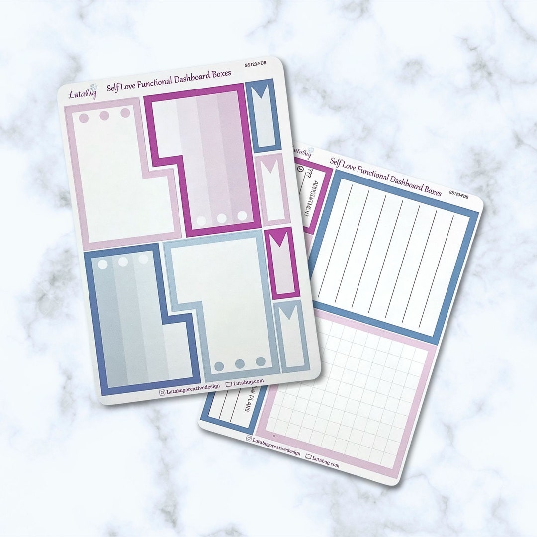 Self Love, Dashboard Planner Stickers, Pastel Colorful Boxes ...