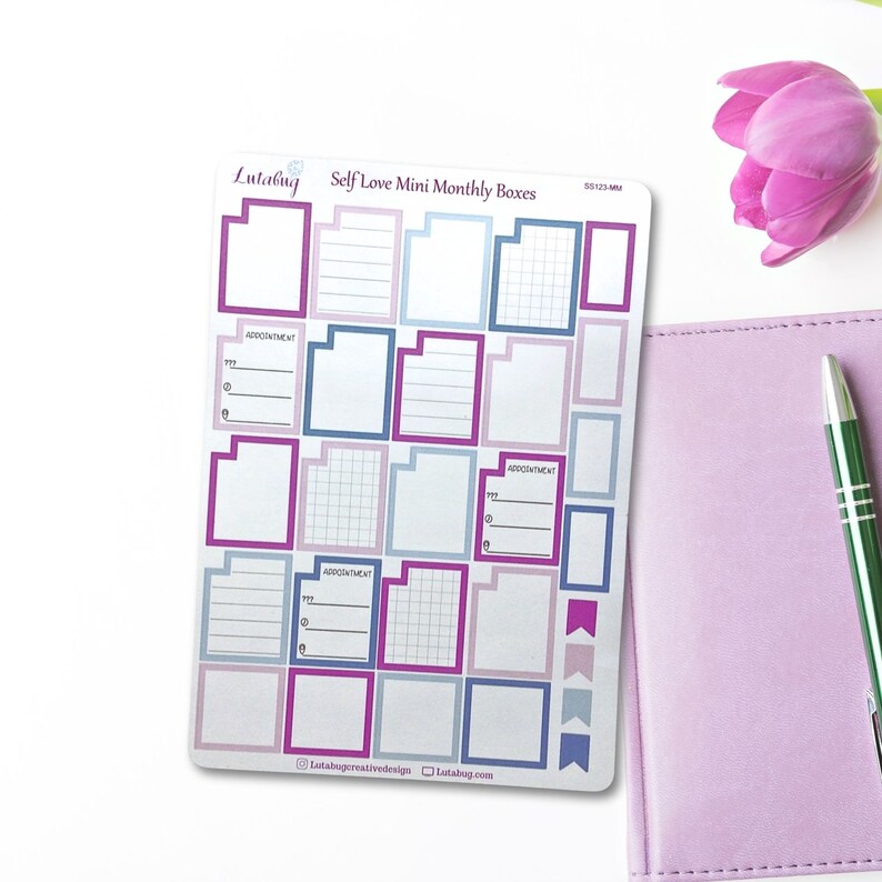 Self Love, Mini Monthly Boxes, Planner Box Stickers, Functional Mini ...