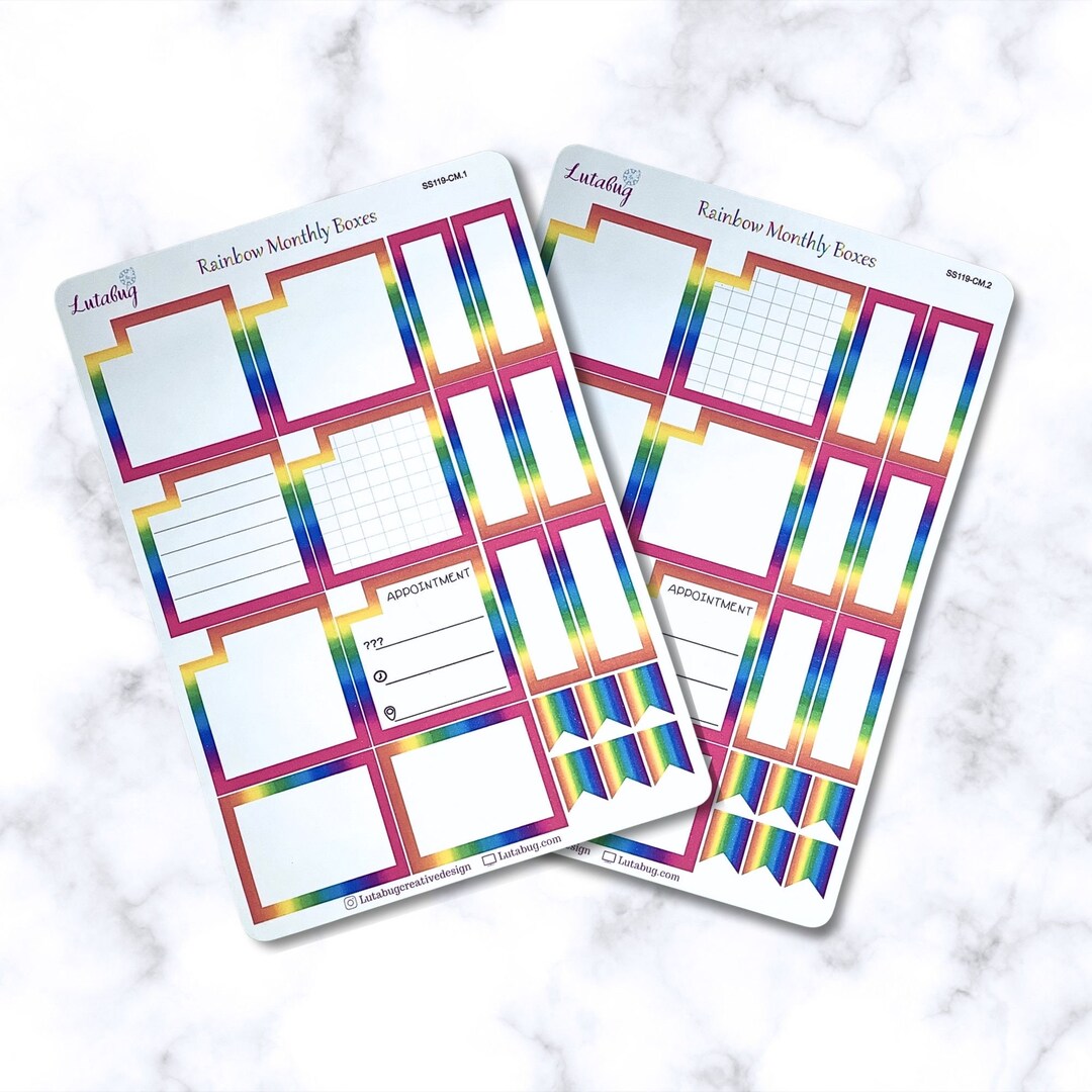 Rainbow Monthly, Planner Box Stickers, Functional Monthly Planner ...