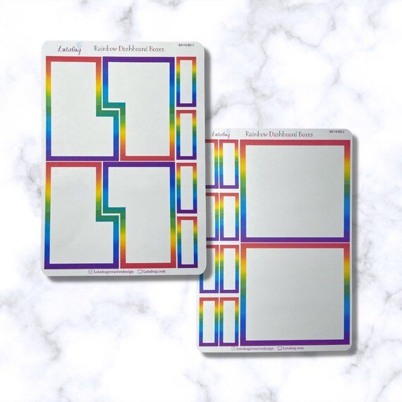 Rainbow Dashboard Planner Box Stickers - Etsy