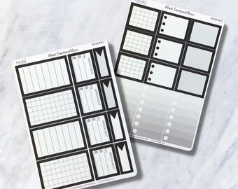 Printable Planner Box Stickers for Happy Planner Black Functional ...