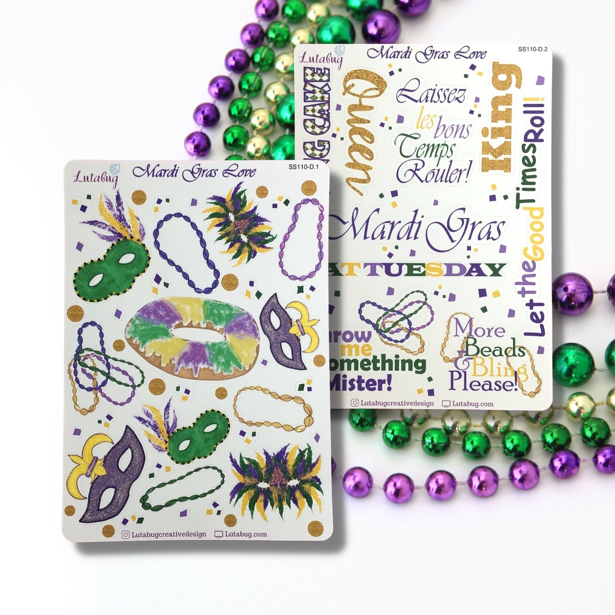 Stickers, Labels & Tags Script Sticker Sheet Mardi Gras Deco Sticker ...