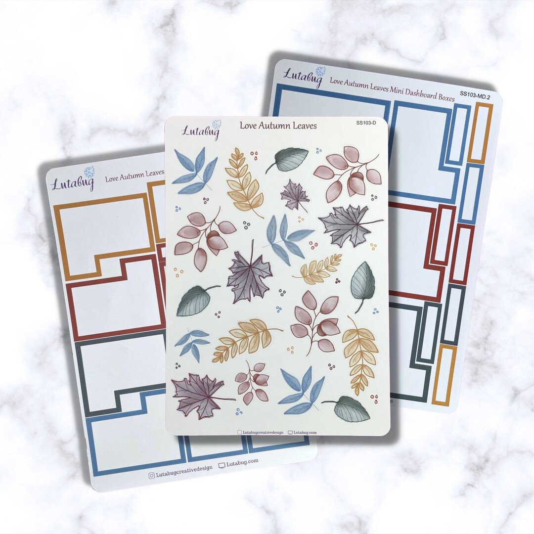 Autumn Leaves Mini Dashboard Planner Stickers,deco and Box Sticker Kit ...