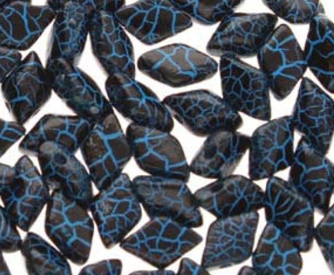 Ionic Stone Crackle Jet Black With Blue, Gemduo 2 Hole Seed Beads, 10 ...