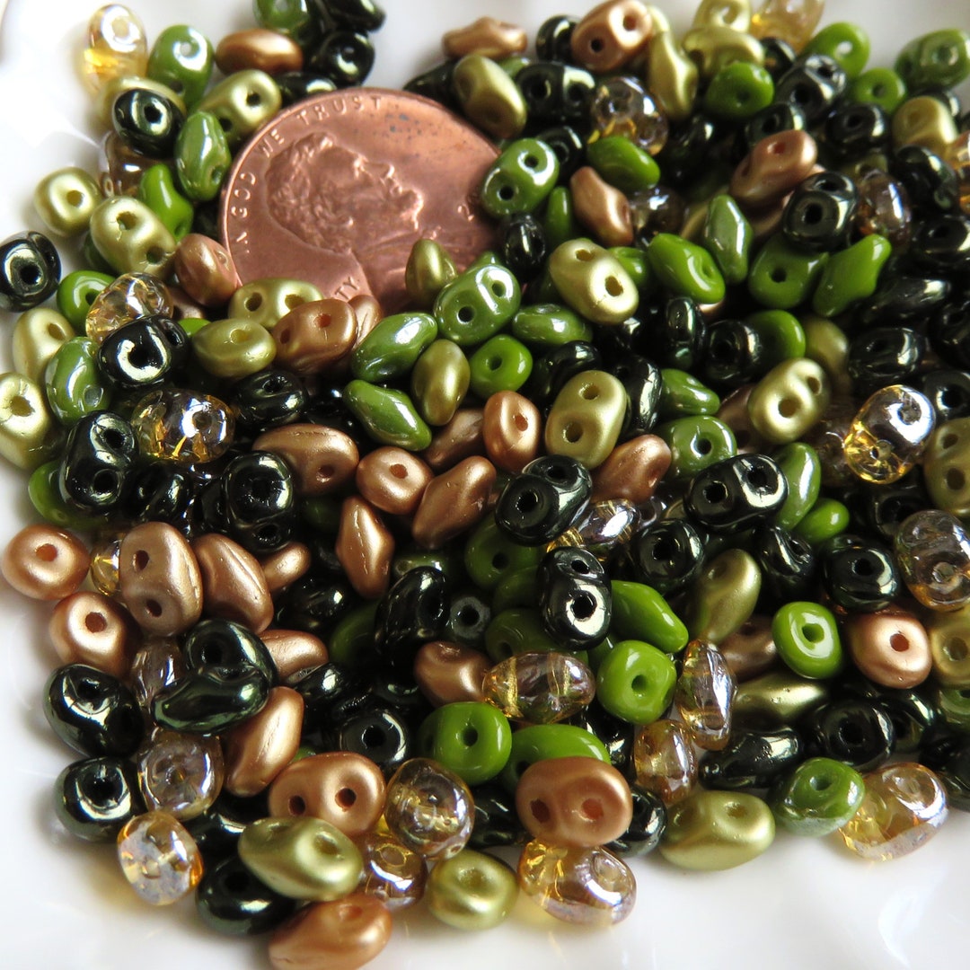 Rainforest Golden Idol Mix Glass, Superduo 2 Hole Seed Beads, 10 Grams ...