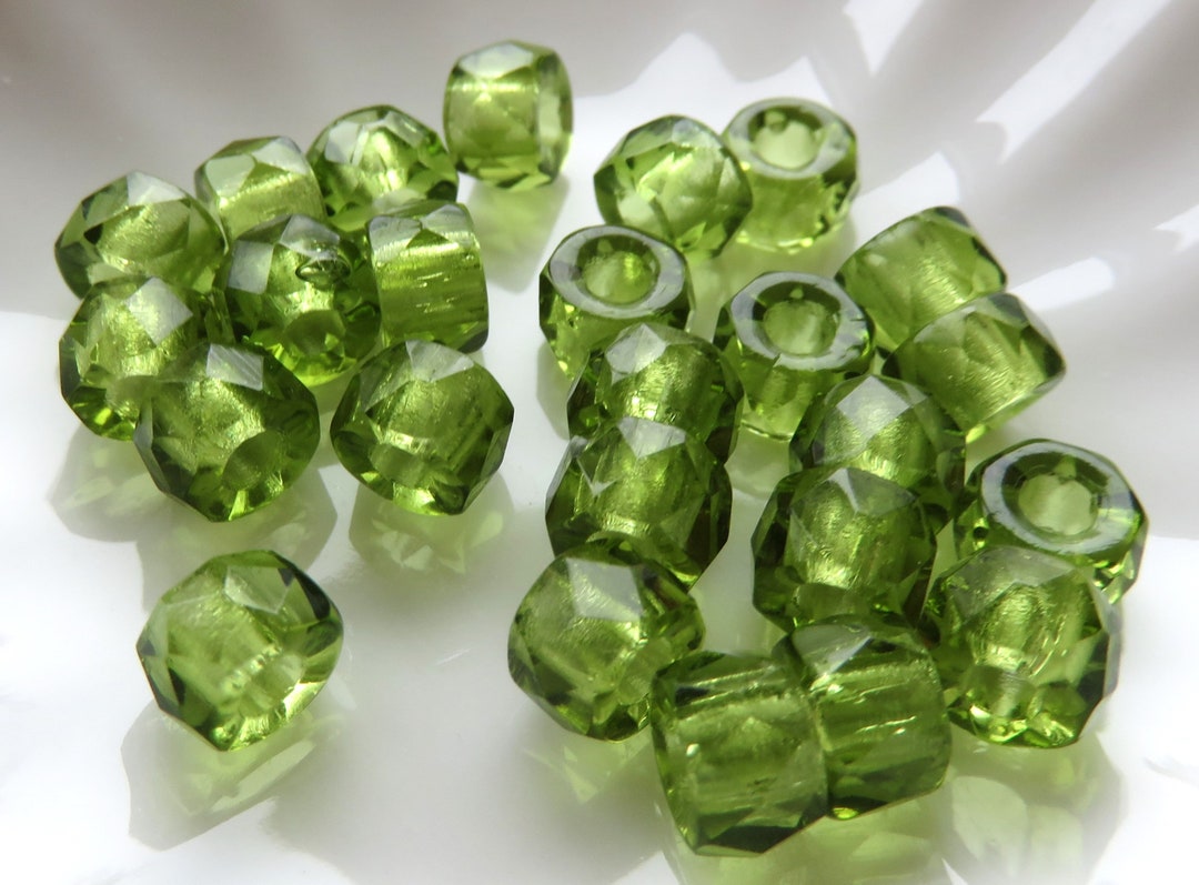 Olive Transparent Green, Faceted Crow Beads, 6 Mm Czech Glass Seed Bead ...