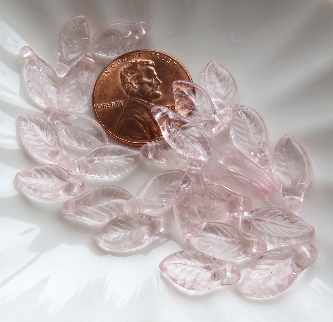 Rosaline Pink Transparent Glass, Czech Small Bay Leaf, 12 Mm by 6 Mm ...