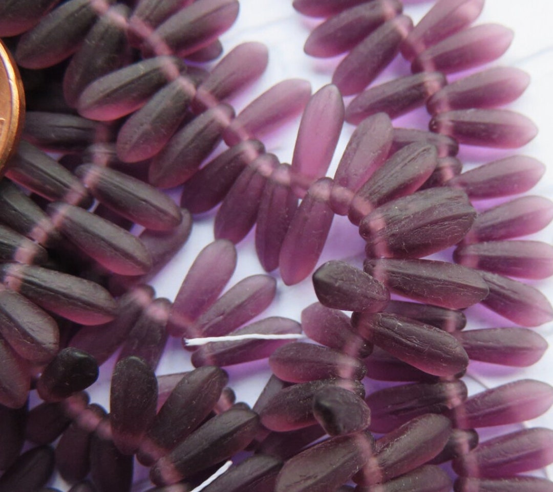 Matte Amethyst Purple Glass, Czech Dagger 10 Mm by 3 Mm Beads - Item ...