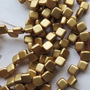Czech Silky Aztec Gold Glass Beads, Czech Glass 2 Hole Tile, 6 Mm Beads ...
