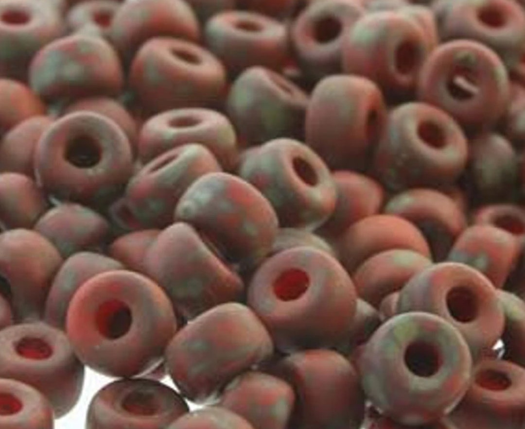 Matte Red Dark Travertine, Matubo 2/0 Czech Glass Seed Bead, Crow, Pony ...