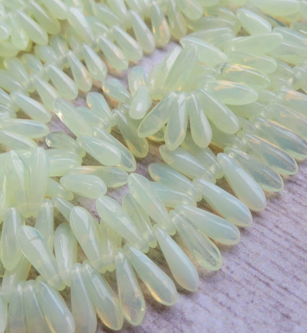 Milky Jonquil Yellow Daggers, Czech 3 X 10 Mm Glass Dagger Beads - Item ...