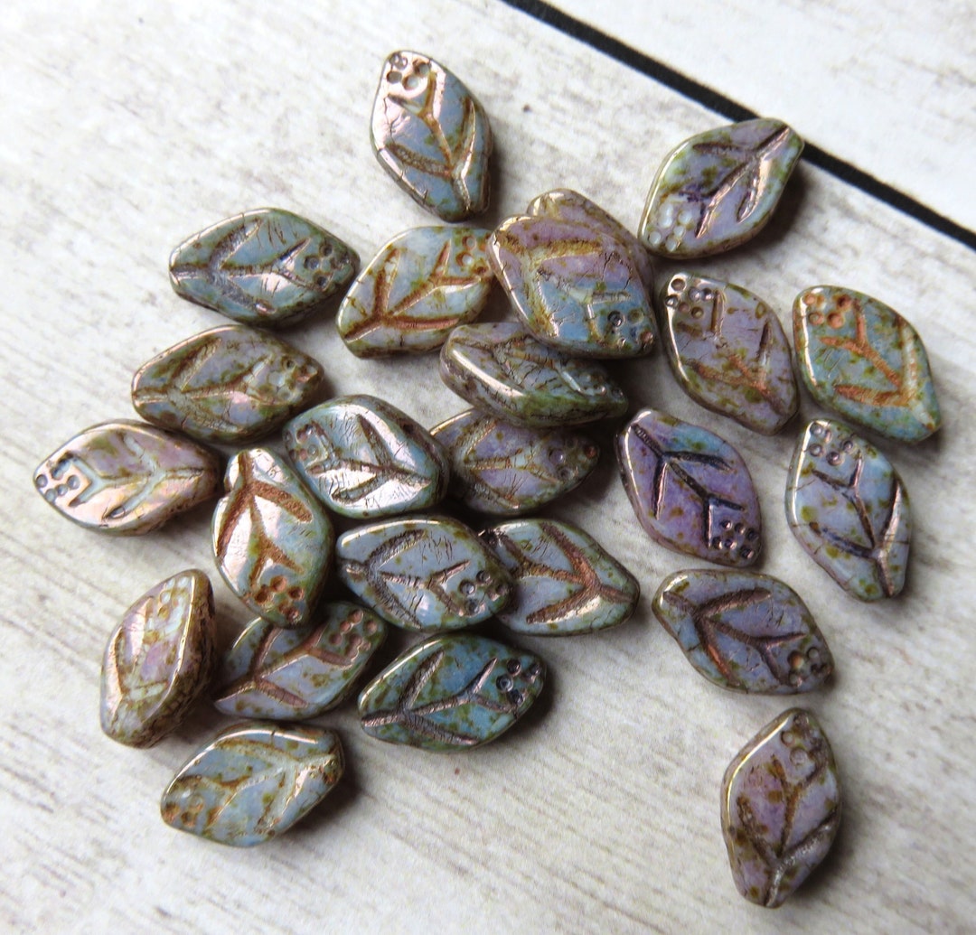 Purple Greenstone Finish Opaque Glass, Czech Apple Leaf, 12 Mm by 8 Mm ...