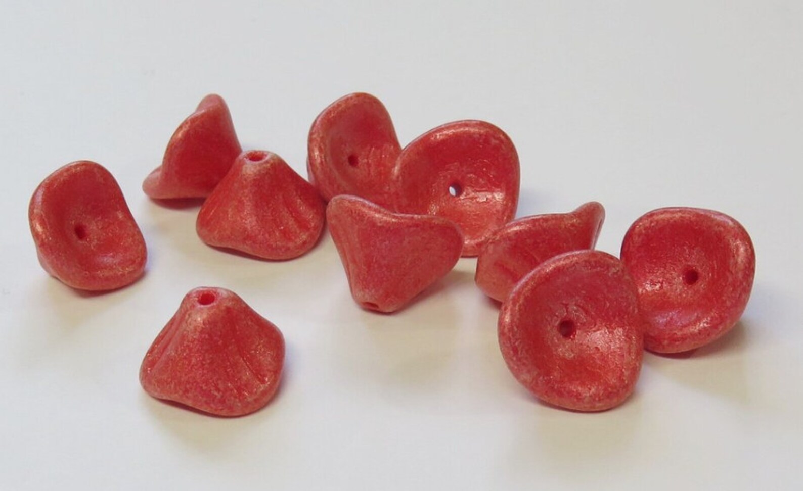 Metallic Suede Guava Pink Glass, Czech 3 Petal Bell Flower, 12 by 10 Mm ...