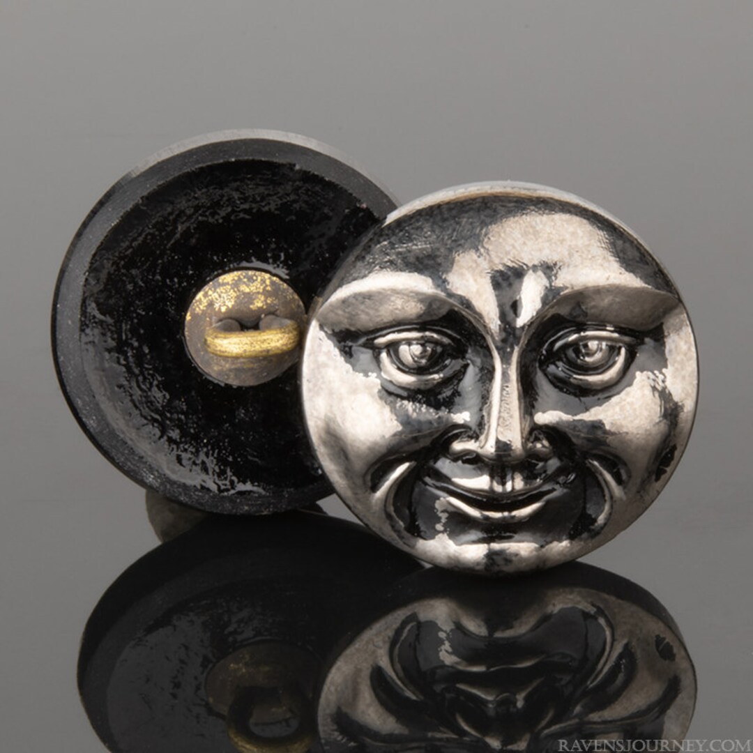 Jet Black With Platinum Paint, Round Moon Face Design, Czech 17 Mm ...
