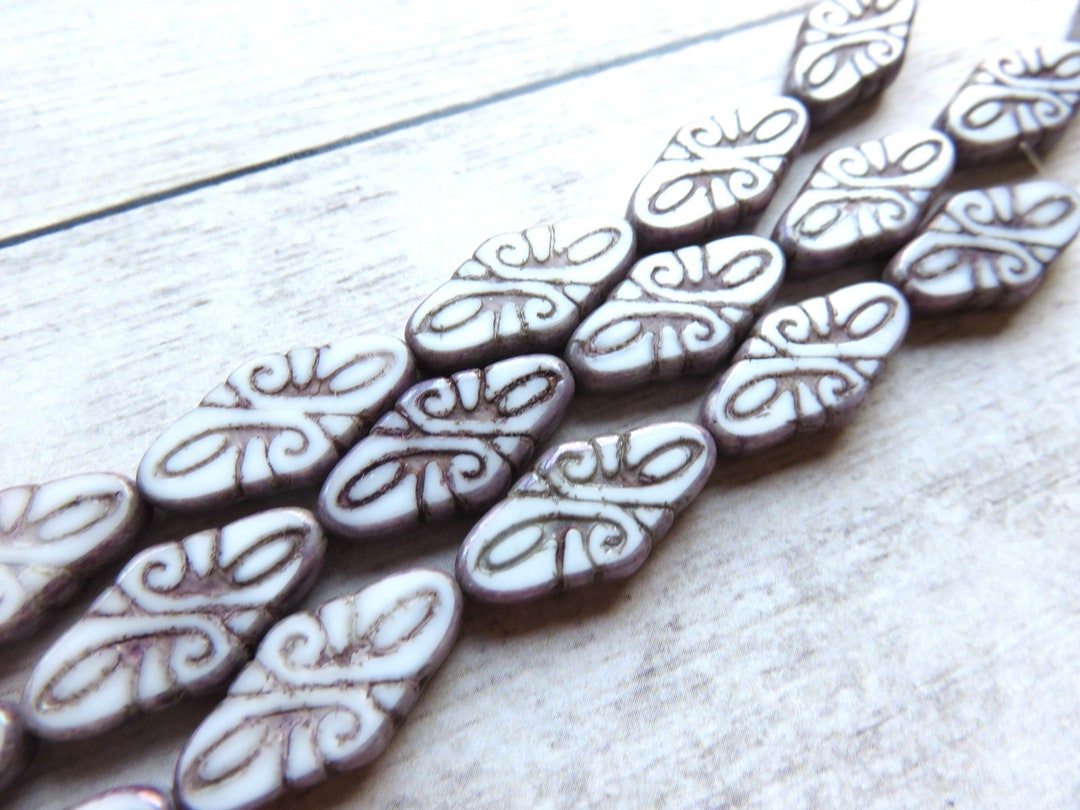 Alabaster White Table Cut Opaque Glass With Nebula Finish, Czech ...