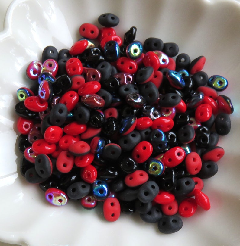Goth Lipstick Love Mix Glass, Superduo 2 Hole Seed Beads, 10 Grams ...