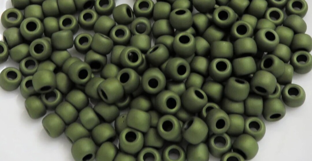 Matte Opaque Frosted Dark Olive Green, Toho 3/0 Czech Glass Seed Bead ...