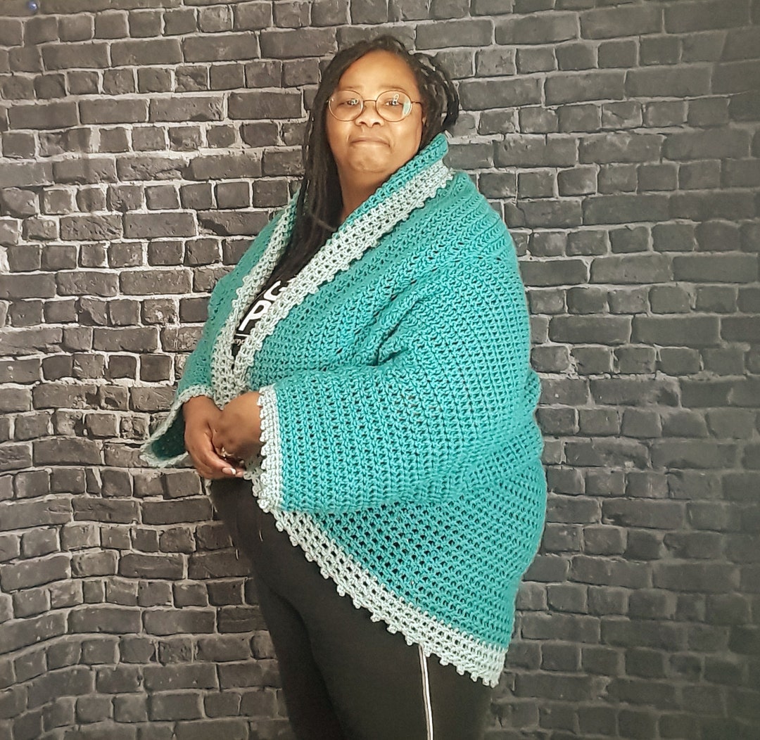 Aqua Granny Square Crochet Cocoon Shrug, Plus Size - Etsy