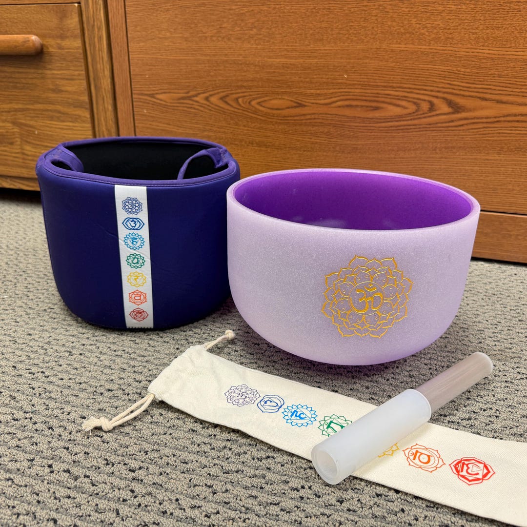 10inch B Note Violet With Golden Chakra LOGO Crystal Singing Bowl ...