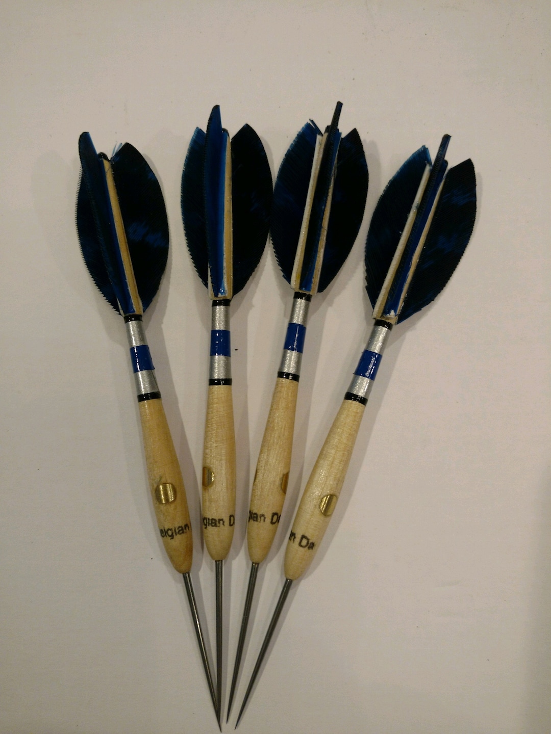 Belgian Darts Set(4) Royal Blue Natural-barred Genuine Feathers - Etsy