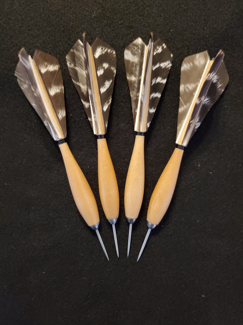 Wood Dartball Darts Large No.2 Genuine Turkey Feathers - Etsy