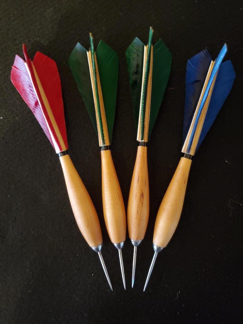 Wood Dartball Darts Large #2 Genuine Turkey Feathers - Etsy
