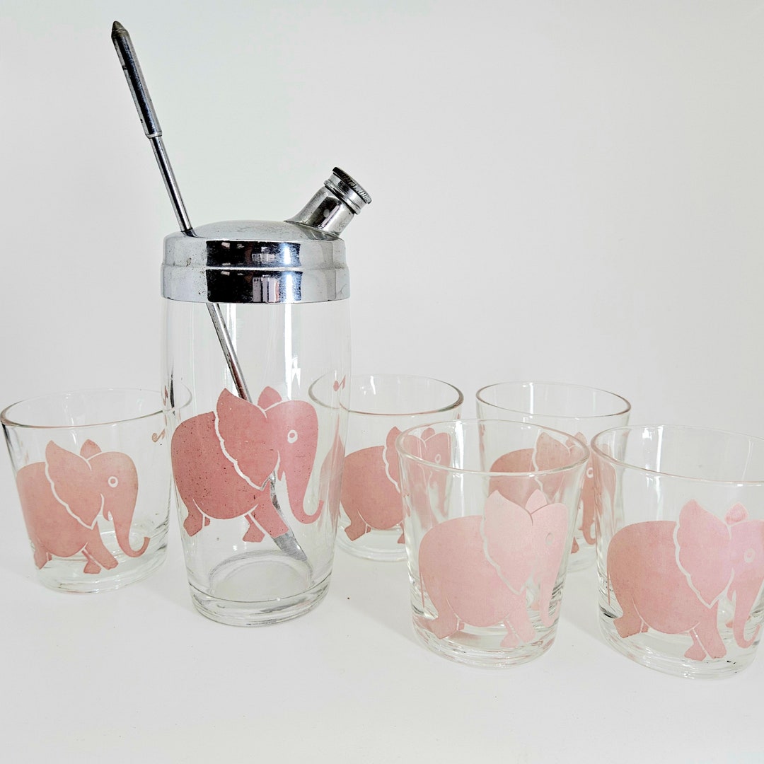 Pink Elephant Cocktail Shaker and Glasses Set - Etsy