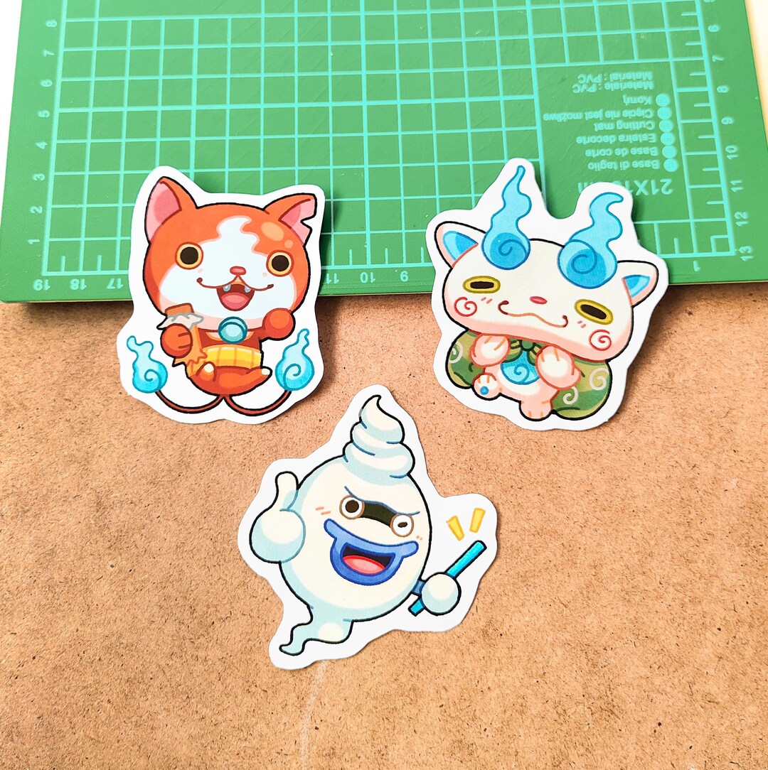 Yokai Watch Stickers | Jibanyan, Komasan and Whisper Cute Laptop ...