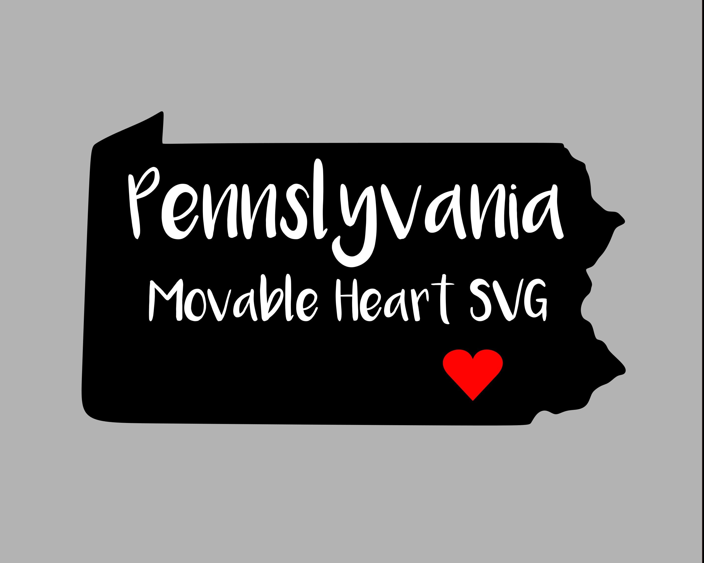Pennsylvania State SVG File - Pennsylvania Moveable Heart SVG - State ...