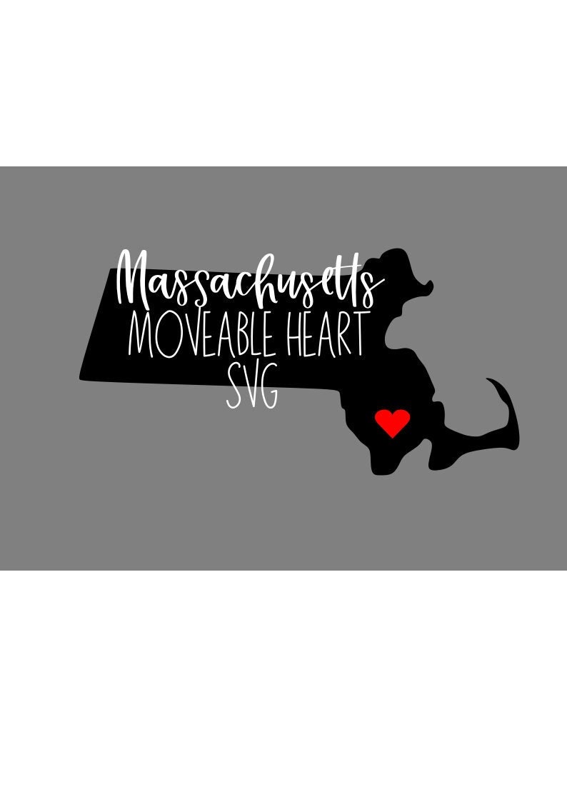 Massachusetts State SVG File - Massachusetts Moveable Heart SVG - State ...