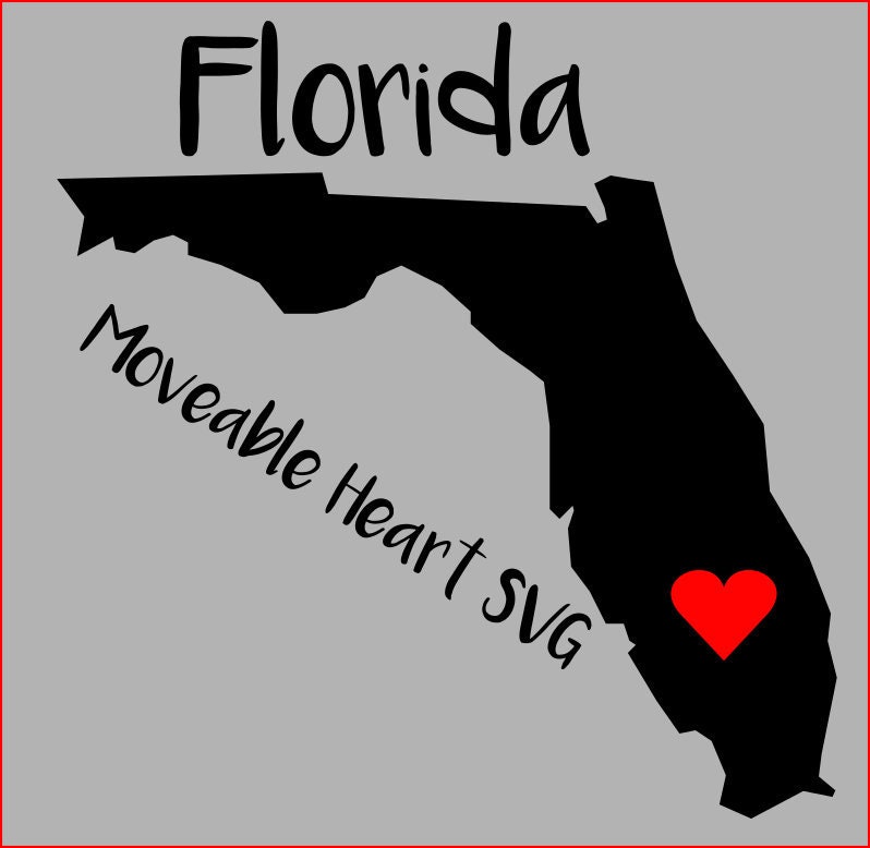 Florida State SVG File - Florida Moveable Heart SVG - State File ...