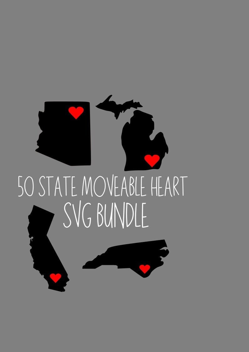 50 State Moveable Heart SVG Bundle - Etsy