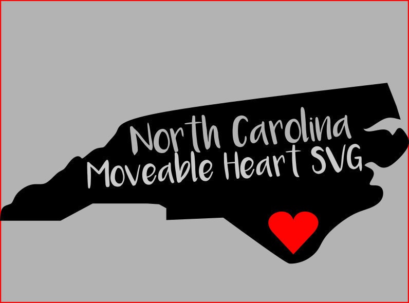 North Carolina State SVG File - North Carolina Moveable Heart SVG ...