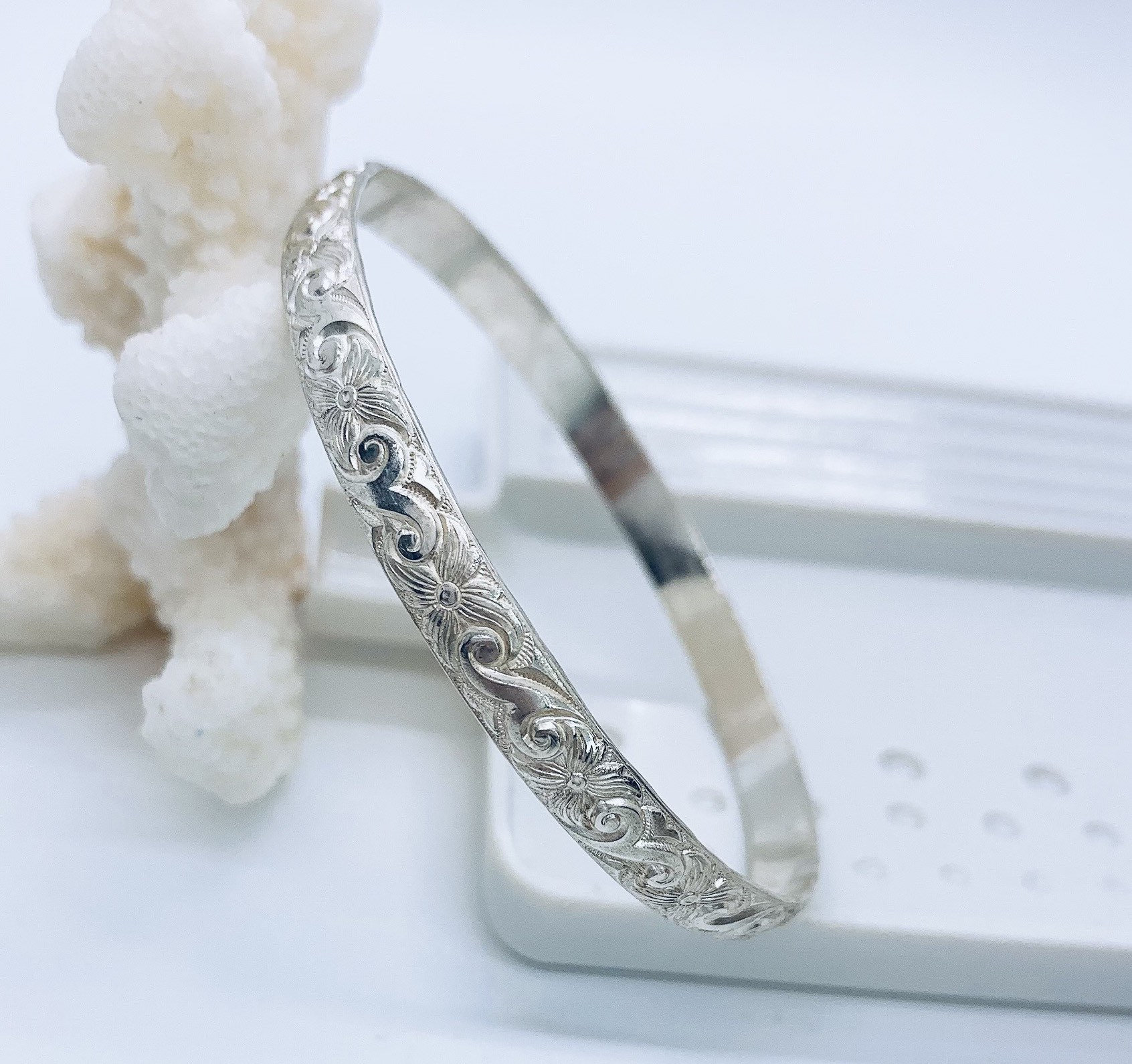 7mm .925 Sterling Silver Hawaiian Style Bangle - Etsy