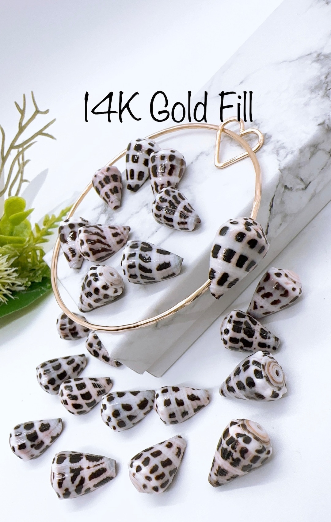 14kt Gold Fill Hawaiian Cone Shell Bangle 14 Gauge With Heart - Etsy