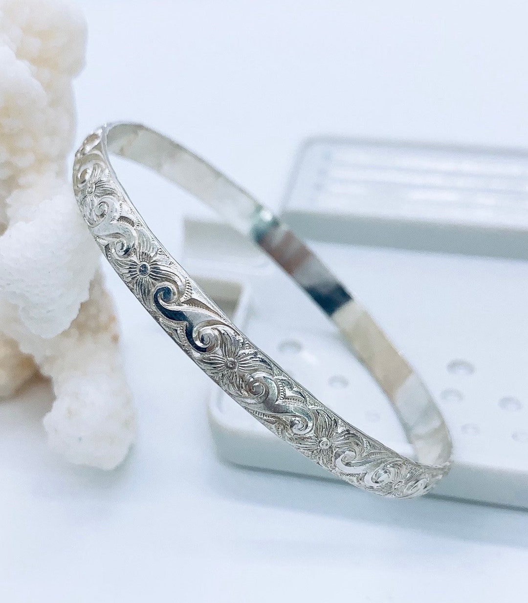 7mm .925 Sterling Silver Hawaiian Style Bangle - Etsy