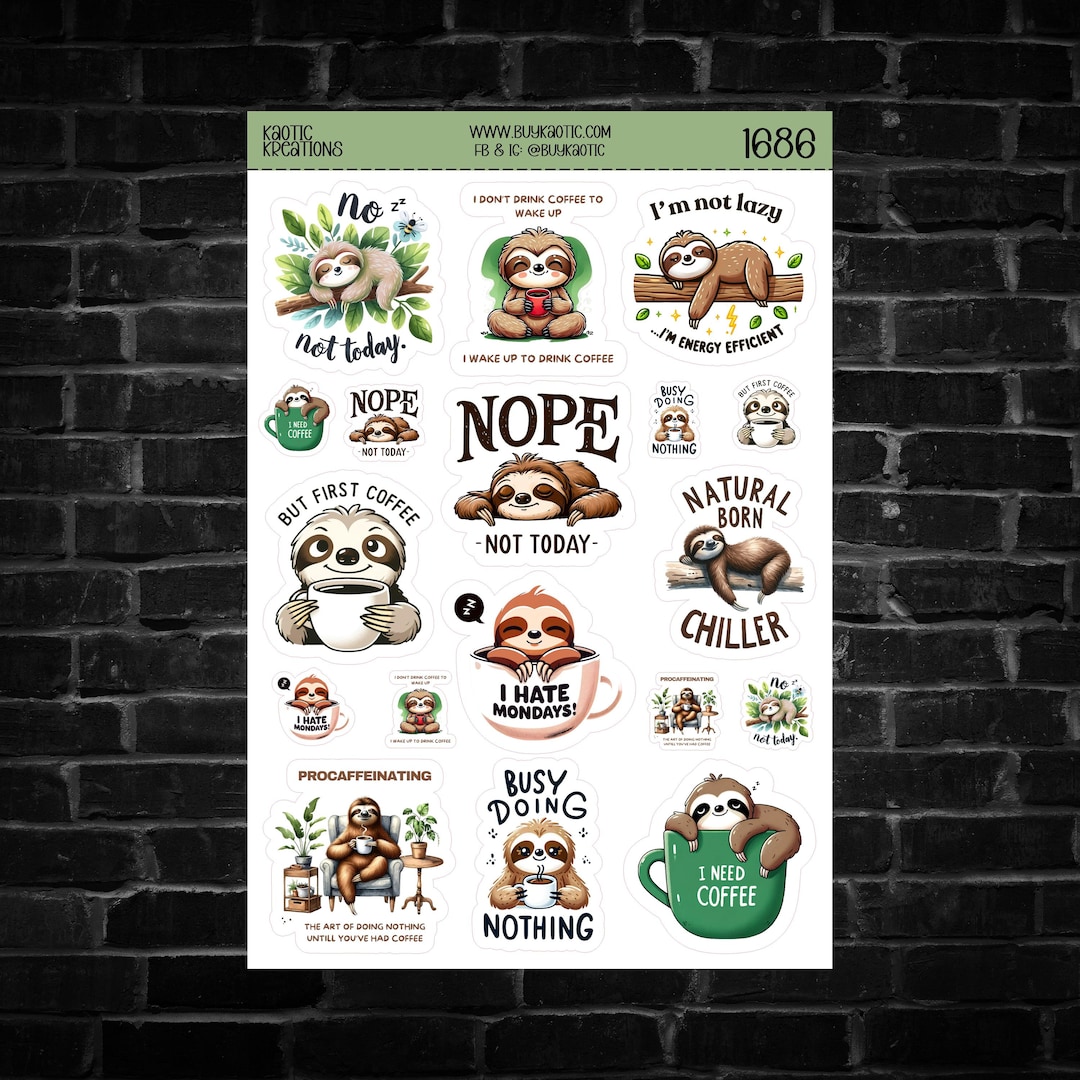 Funny Sloths Sticker Sheet - Etsy
