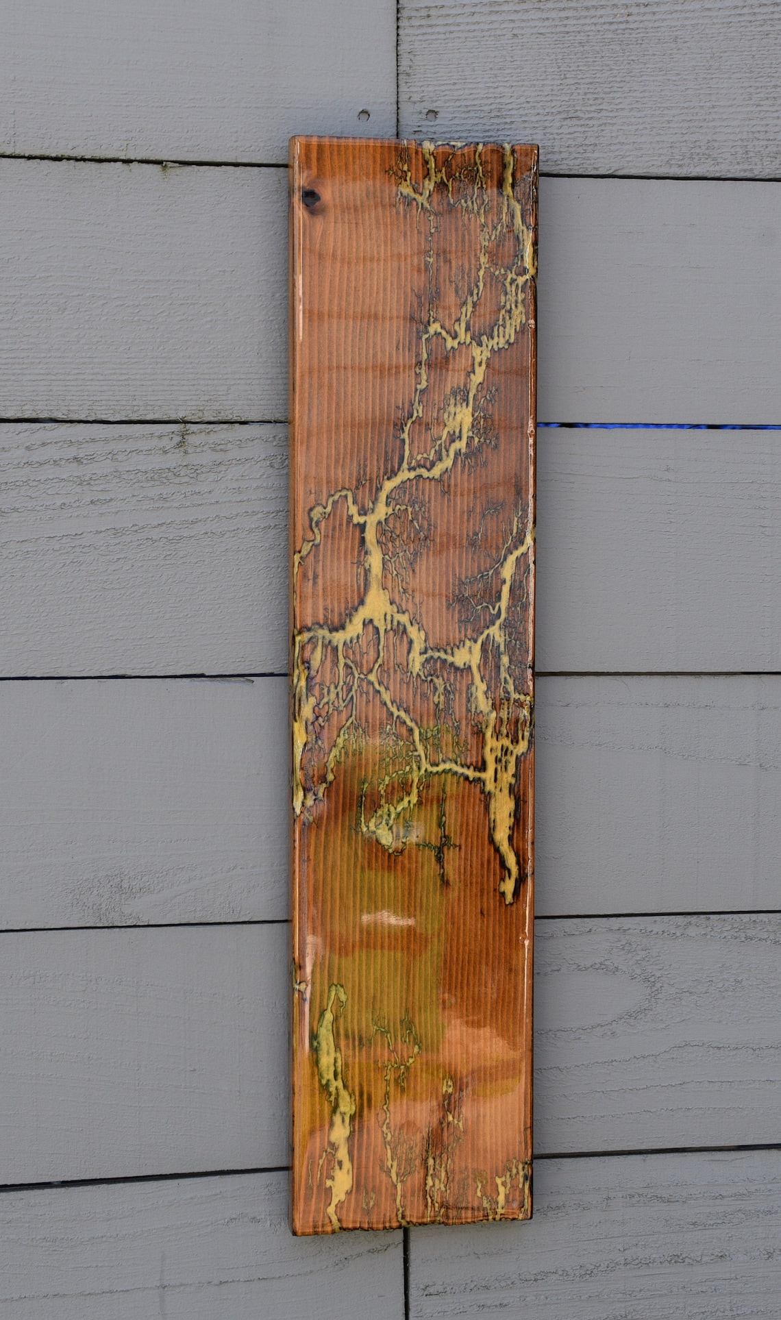 Fractal Burn Epoxy Plank Gold Wall Art - Etsy