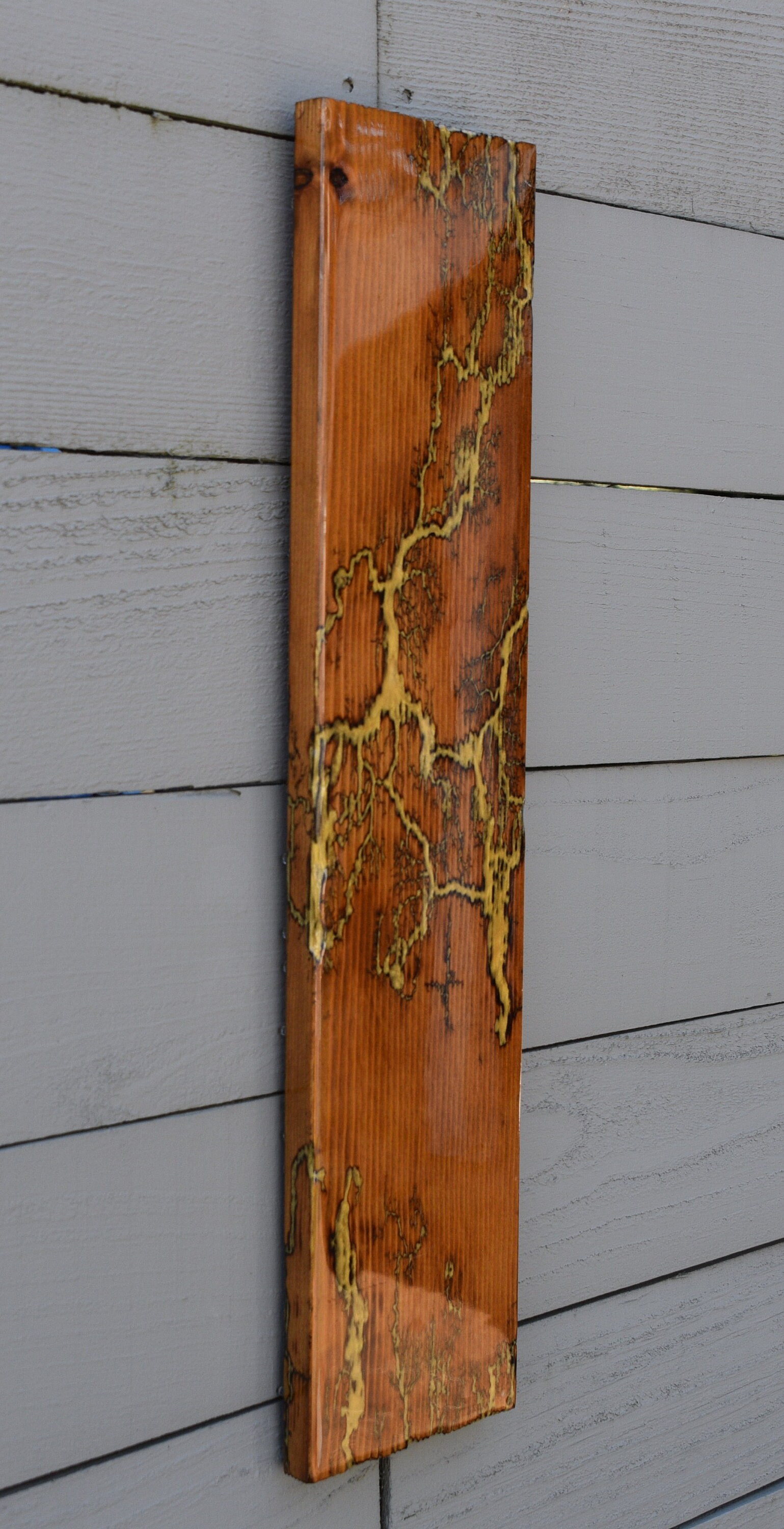 Fractal Burn Epoxy Plank Gold Wall Art - Etsy