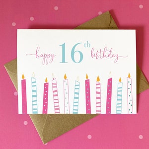 16th Birthday Card Girl, 16th Birthday, Birthday Card 16, 16 Girl, 16th ...